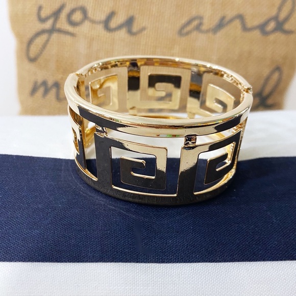 Boutique | Jewelry | Golden Aztec Square Spiral Bracelet Cuff | Poshmark